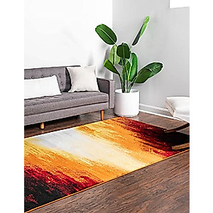 Unique Loom Metro Collection Contemporary Abstract Bright Warm Candle Light Area Rug, 5 ft x 8 ft, Orange/Yellow