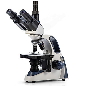 Swift Compound Trinocular Microscope SW380T,40X-2500X Magnification,Siedentopf Head,Two-Layer Mechanical Stage,with 5.0 mp Camera and Software Windows/Mac Compatible