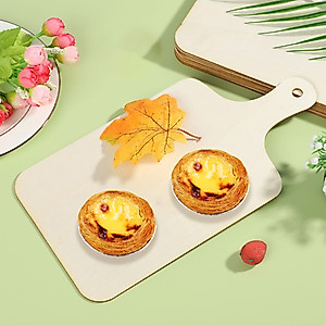 10 PCS Wood Craft Cutting Board Small Food Serving Board Unfinished Wooden Paddle DIY Cutouts with Handle for Painting Spring Summer DIY Crafts Kitchen Home Decor, 11.8 x 6.3 Inch