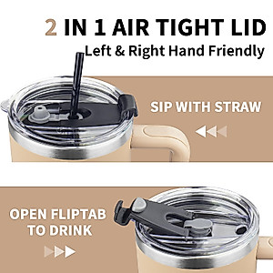 StarSpeed 40 oz Tumbler with Handle and Straw Lid | Stainless Steel Water Bottle Travel Mug Reusable Insulated Cup With Lid And Straw, Keep Cold Heat and Ice for Hours(40oz,Mocha)