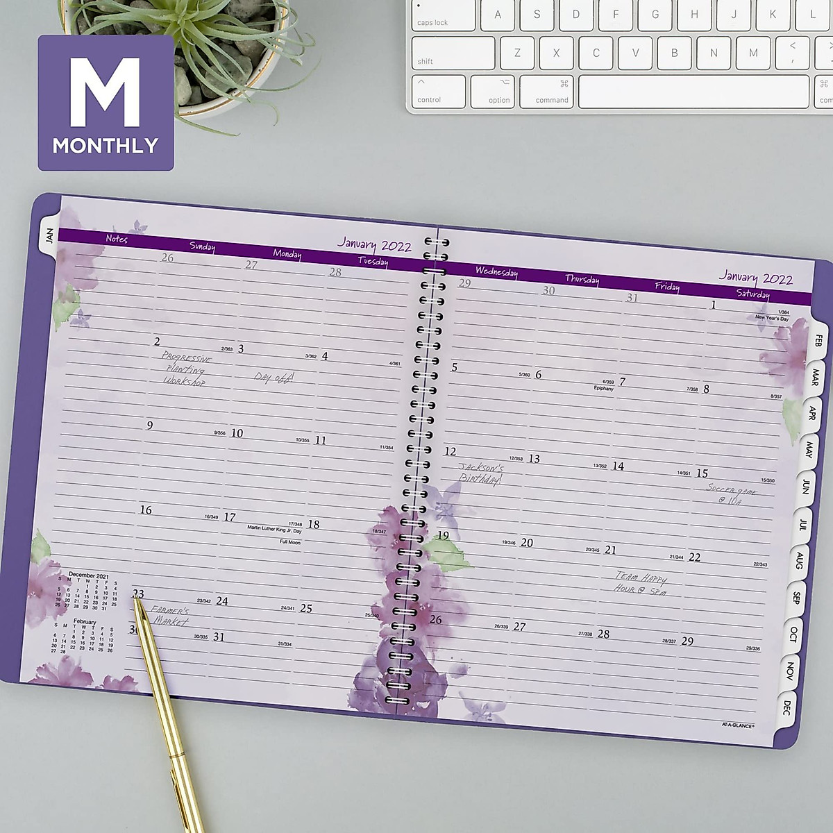 AT-A-GLANCE 2022 Weekly & Monthly Appointment Book & Planner by AT-A-GLANCE, 8-1/2" x 11", Large, Beautiful Day, Lavender (938P-905)
