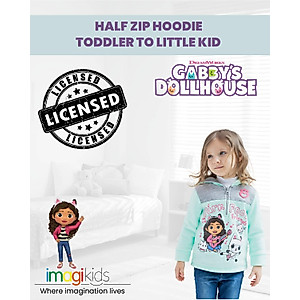 DREAMWORKS GABBY'S DOLLHOUSE Kitty Fairy Cakey Cat Gabby Pandy Paws Little Girls Fleece Half Zip Hoodie Green 6-6X
