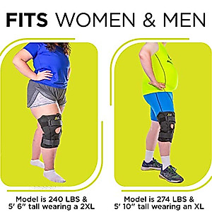 BraceAbility Obesity Hinged Knee Pain Brace - Overweight Men and Women's Wraparound Plus-Size Support for Osteoarthritis, Joint Pain, Ligament Weakness, Medial and Lateral Kneecap Instability (5XL)