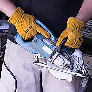 Kinco Unlined Suede Cowhide Leather Work Gloves with Reinforced Palm Patch, Large