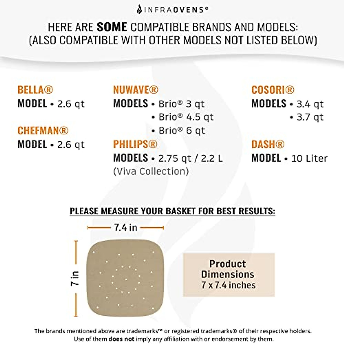 Air Fryer Liners Compatible with Bella, Chefman, Comfee, Cosori, Dash, Nuwave® Brio, Philips and More | Unbleached Air Fryer Parchment Paper Sheets, Pre-Cut 100pcs