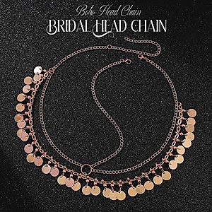 Aukmla Sequin Boho Head Chain Jewelry Gold Headpiece Hair Chains Festival Costume Headband Hair Accessories for Women and Girls