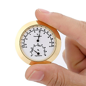 Thermometer Hygrometer, Temperature Humidity Monitor for Indoor Outdoor Instruments (Gold) Hygrometer For Cigar Humidor Humidor Hygrometer Humidor Cigar Box Acoustic Guitar Hygrometer