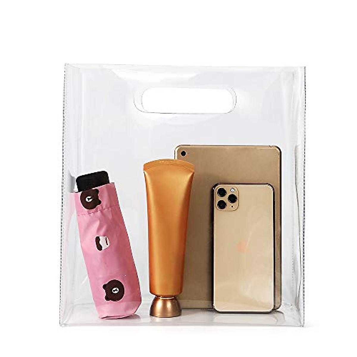 Tiwougel 11.02" Women Tote Bag,Transparent &Waterproof Plastic PVC Purse Handbag Clear-Medium Vertical