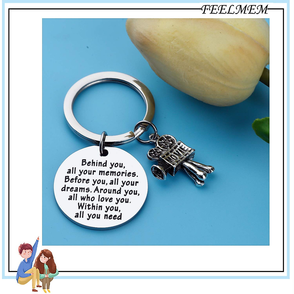 FEELMEM Movie Camera Keychain Film Director Gift Film Student Gift Filmmaker Gift Behind You All Memories Before You All Your Dream Keychain Movie Jewelry Film Keyring Gift (Movie Camera Keychain)