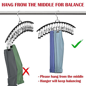 Leggings Organizer for Closet, Collapsible Metal Pants Hangers Space Saving with 30 Rubber Coated Clips(2 Pack), 360° Rotation for Better Organizer&Display, Magic Hat/Skirts/Leggings Hangers