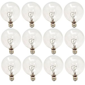 Ge Decorative Globe Bulb 40 W 320 Lumens G16-1/2 Candelabra 3 in. Clear Card 2 Count, Pack of 6 (Total 12)