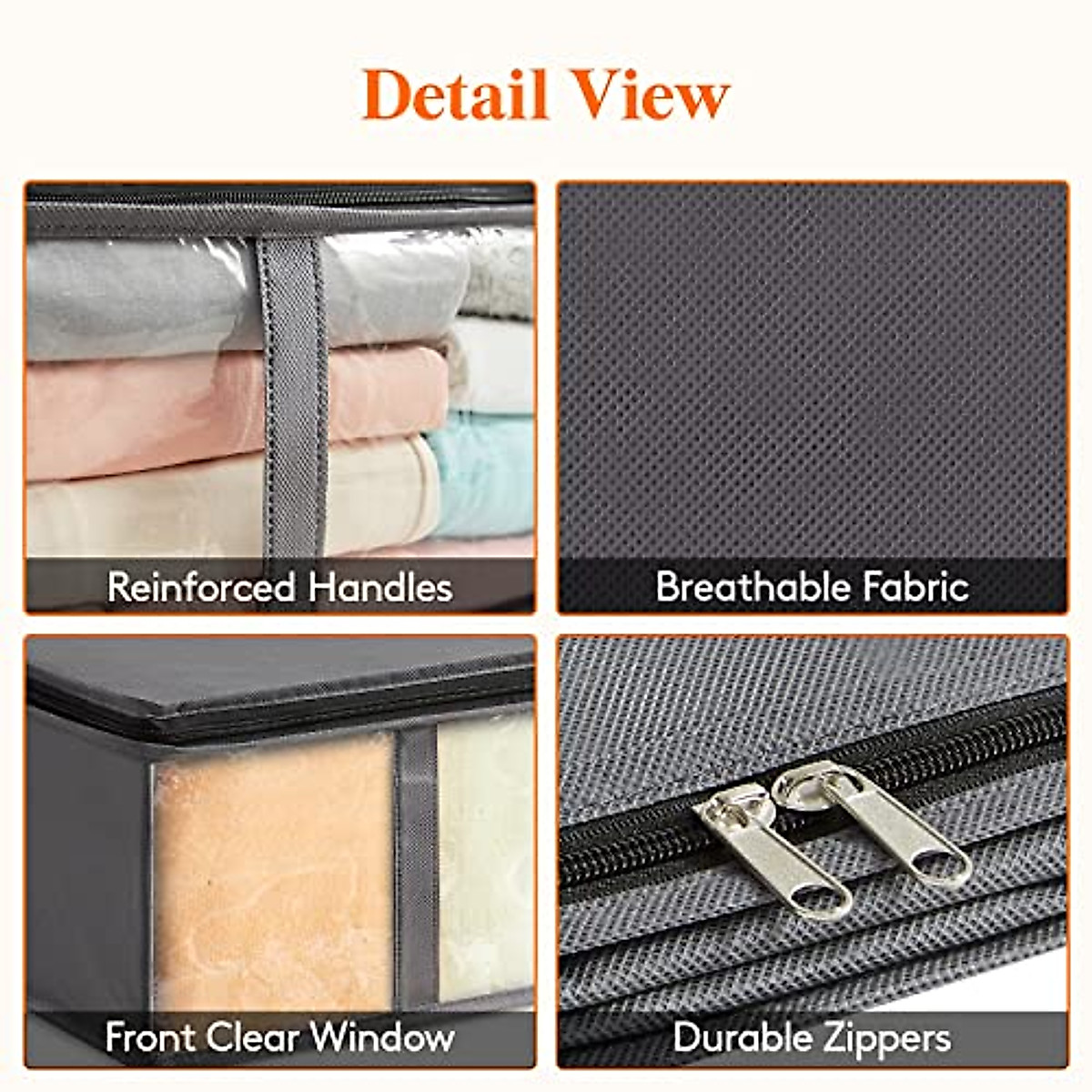 Lifewit Under Bed Storage Containers 6 Pack, Foldable Clothing Storage Bags with Front Clear Window, Closet Organizers and Storage for Towels, Clothes, Blankets, Grey