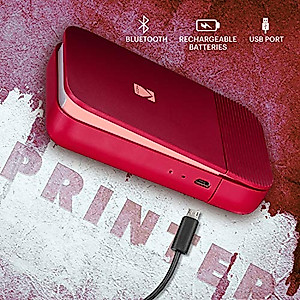 KODAK Smile Instant Digital Bluetooth Printer for iPhone & Android – Edit, Print & Share 2x3 Zink Photos w/ Smile App (Red)