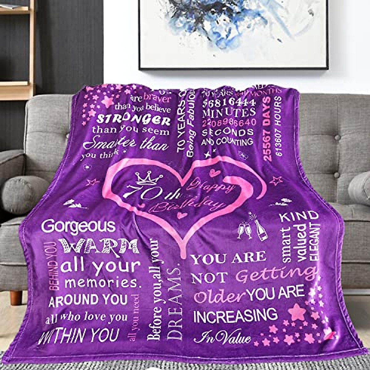 70th Birthday Gifts for Women Blanket 50"x60", 70th Birthday Gifts Ideas Throw Blanket, 1953 Birthday Gifts for Women, 70th Birthday Gifts for Sister Wife Mom Grandma, 70 Year Old Birthday Gift Ideas