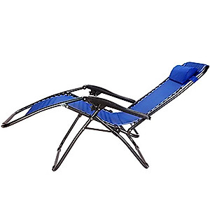 2-Pack Zero Gravity Outdoor Lounge Chairs Patio Adjustable Folding Reclining Chairs with Cup/Drink Utility Tray & Cell Phone Holder Blue