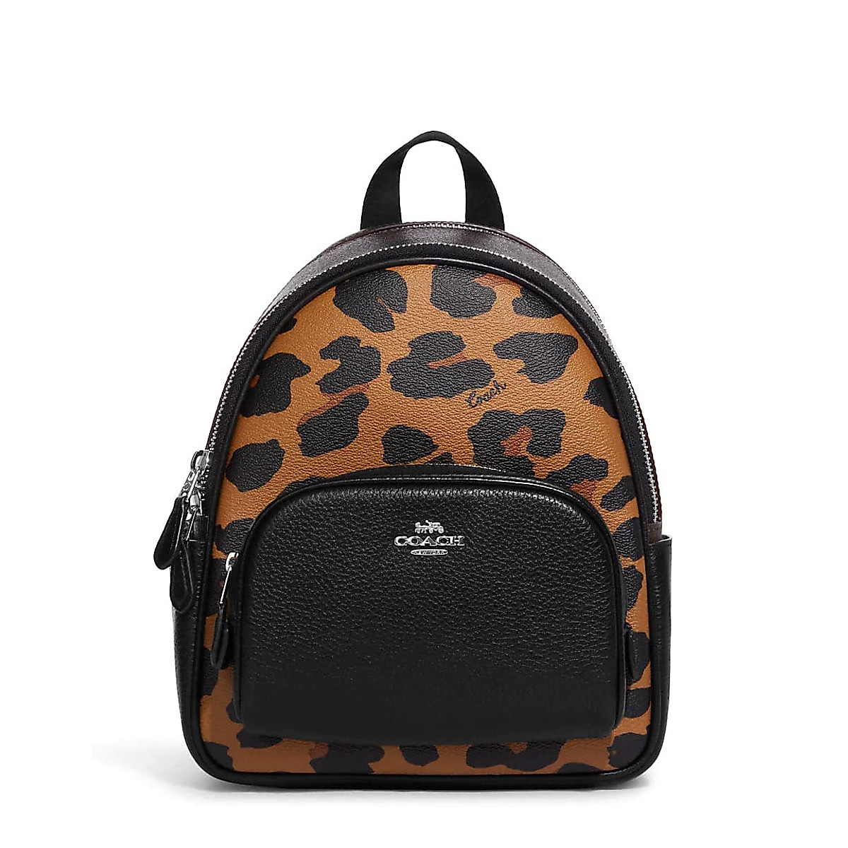 COACH Coach Mini Court Backpack, Black/Leopard