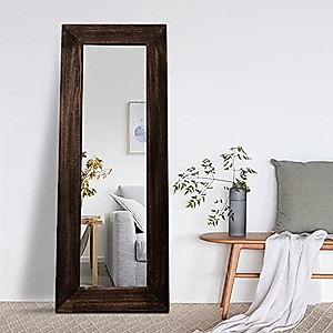 MAXYOYO Rustic Wood Floor Mirror Full Length, 47 x 16 Wall Mirror for Bathroom, Large Mirror Full Body Dressing Mirror for Living Room, Bedroom, Leaning Against Wall/Wall-Mounted Mirror
