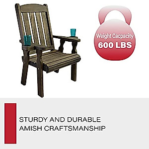 Amish Casual Heavy Duty 600 Lb High Back Mission Treated Patio Chair with Cupholders (Dark Walnut Stain)