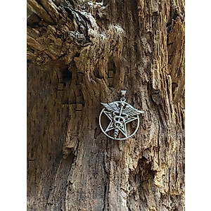Jewelry Trends Caduceus Star Pentagram Pentacle Sterling Silver Pendant