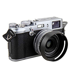 JJC LH-JX100 BLACK Metal Lens Hood/ 49mm Filter Adapter Ring for Fujifilm X70 X100 X100S X100T X100F X100V, Fuji X100S, Fuji X100F, Fuji X100V Lense Hood Shade, Fujifilm LH-X100 Lens Hood Replacement