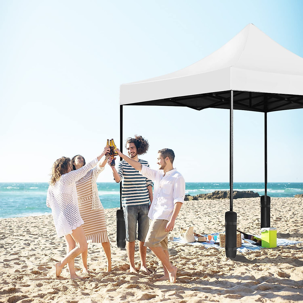 10x10 Pop Up Canopy,Outdoor Canopy Tent Camping Sun Shelter-Series Folding Party Tent with 1 Carrying Bag,4 Weight Bags,White
