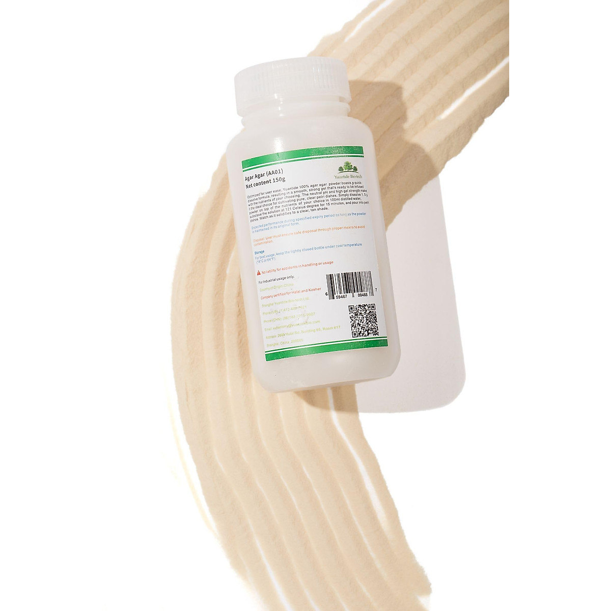 Yuantide Bio Lab-Grade 100% Agar Agar Powder,150g / 5oz, Petri Dish Solidifying Agent, Gel Strength 700g/cm2, for Mycology and Scientific Research