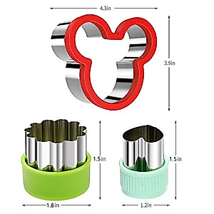 Stainless Steel Sandwiches Cutter set, Mickey Mouse & Dinosaur & Heart & Star Shapes Sandwich Cutters Cookie Cutters Vegetable cutters-Food Grade Cookie Cutter Mold for Kids (Big+Small, 12pac)