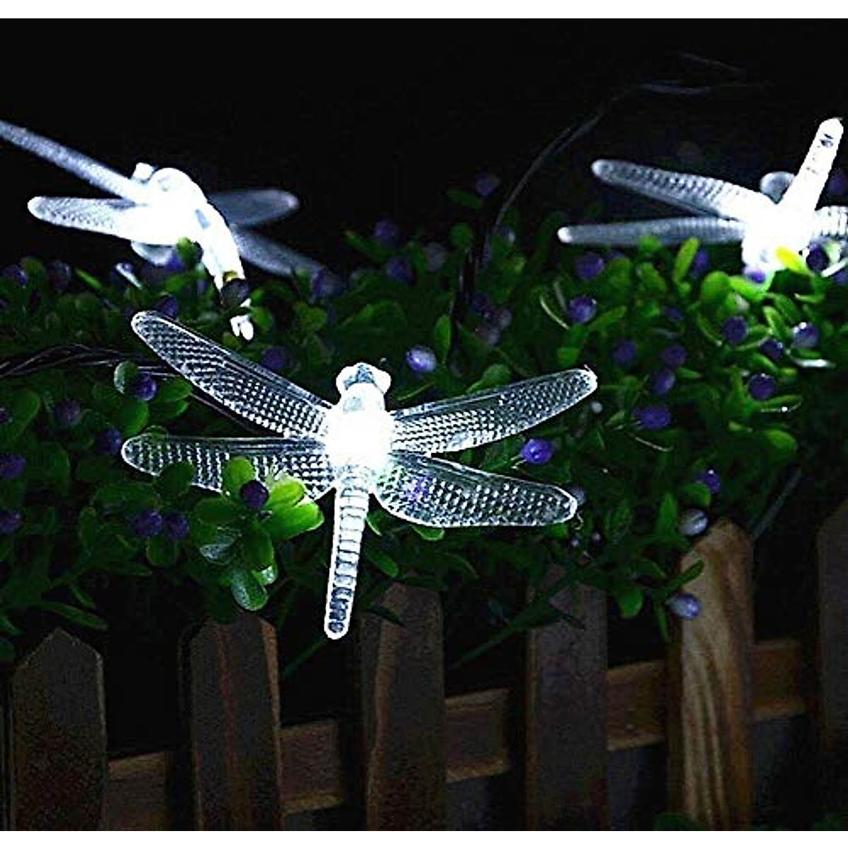 SEMILITS Solar String Light Waterproof Outdoor Fairy Lights 22Ft 30 Crystal Dragonfly LEDs for Pation,Homes,Gardens