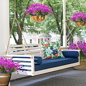 Artificial Fake Flowers, 4 Bundles Outdoor UV Resistant Greenery Shrubs Plants Indoor Outside Hanging Planter Home Garden Décor（Purple）