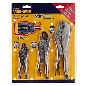 IRWIN 2077703 Vise-Grip Fast Release Locking Pliers Set with Free 8-in-1 Multi-Tool, 3-Piece