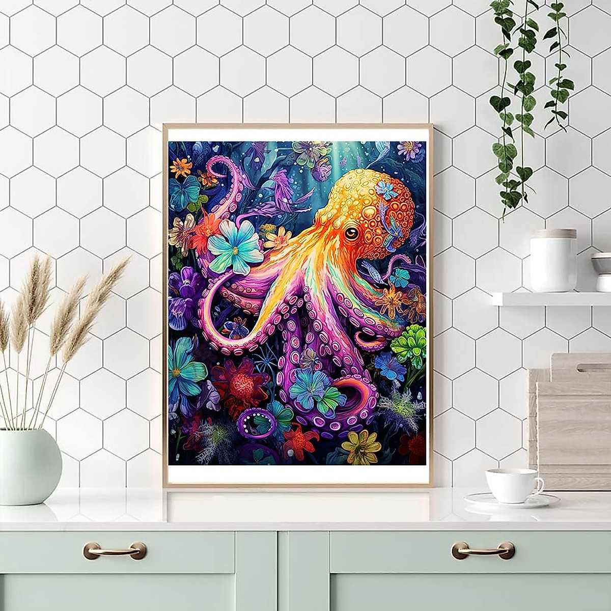 EIBEILI Diamond Painting Kits for Adults, Octopus DIY 5D Diamond Art Kits for Kids Diamond Dots for Adults Clearance Full Drill Crystal Craft Kits for Home Wall Decor Gifts 12x16inch