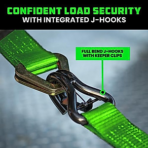 Rhino USA Ratchet Car Tie Down Straps - Heavy Duty 11,128lb Break Strength - Ultimate Trailer Tie Downs Straps for Truck, Cars & UTV - Towing Accessories with Axle Straps for Cargo Trailers