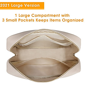 PU Leather Large Travel Toiletry Bag Women Toiletries Bag Skincare Bag Makeup Bag Organizer Make up bag Cosmetic Bag Medicine Bag for Girls (Large, Brown)