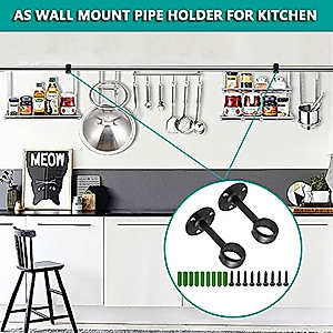 AYSUM 10 Pack 1 Inch Curtain Rod Ceiling-Mount Bracket Curtain Rod Brackets, Shower Curtain Closet Rod Holders for 1 Inch Rod, Wardrobe Pole Flange Socket with Matching Screws, Black