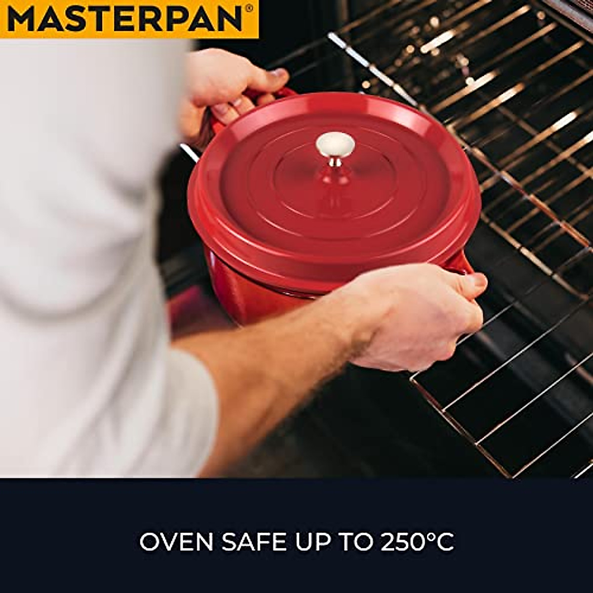 MasterPan 7 Quart Non-Stick Cast Aluminum Dutch Oven Casserole Stockpot 11", Black