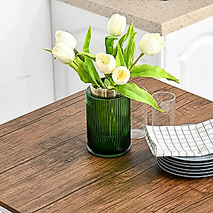 HOMCOM 3 Piece Industrial Counter Height Dining Table Set, Bar Table & Chairs with Steel Legs & Footrests, White