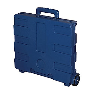 Office Depot Mobile Folding Cart With Lid, 16in.H x 18in.W x 15in.D, Blue, 50803