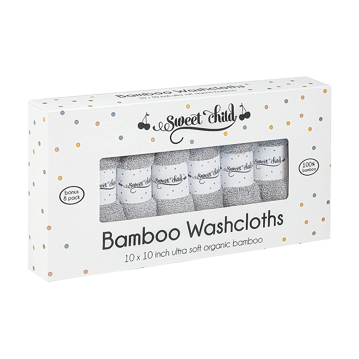 Sweet Child 8-Pack Baby Washcloths -Super Soft Rayon Washcloth, Baby Wash Cloths for Newborn,Infants and Kids, Bath Baby Towels, Body and Face Towel, Face Cloths for Washing Face