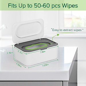 Flenpptly Baby Wipes Dispenser, Wipes Case Baby Wipe Holder Keeps Wipes Fresh, Non-Slip, Easy Open & Close (Gray)