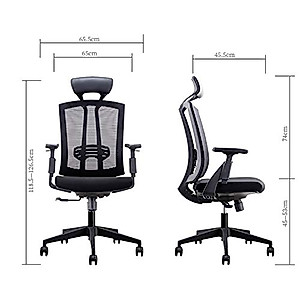 VejiA Office Chair, Breathable Mesh Computer Chair with Ergonomic Adjustable Lumbar Support, Black Swivel Desk Chair with Adjustab