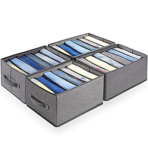 Joqixon Wardrobe Clothes Organizer, Large Jeans Organizer for Closet, Washable Foldable Drawer Organizers for Clothing, Shirt Organizer, Pants, Sweaters, 6 Grid 6 Pack