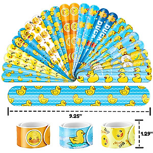 48PCS Duck Party Favors 24PCS Tattoos 24PCS Slap Bracelets Gifts Ideal Birthdays Party Supplies Decorations Cute Snap Bracelets Decor Baby Shower Classroom School Prizes Boys Girls Rewards