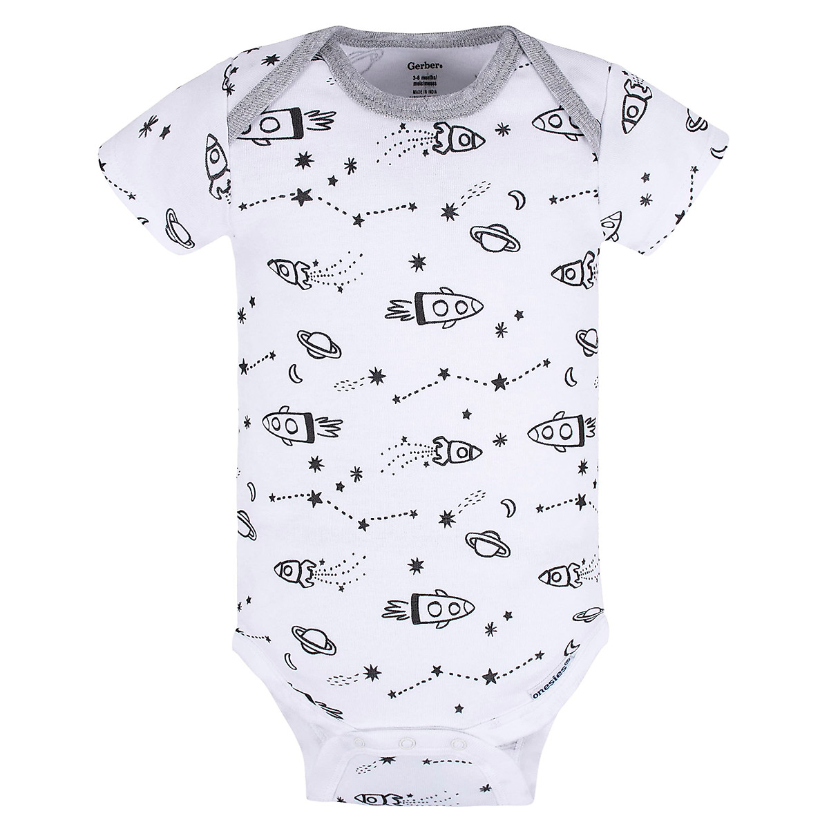 Gerber Baby Boys 5-Pack Short Sleeve Variety Onesies Bodysuits Space 3-6 Months