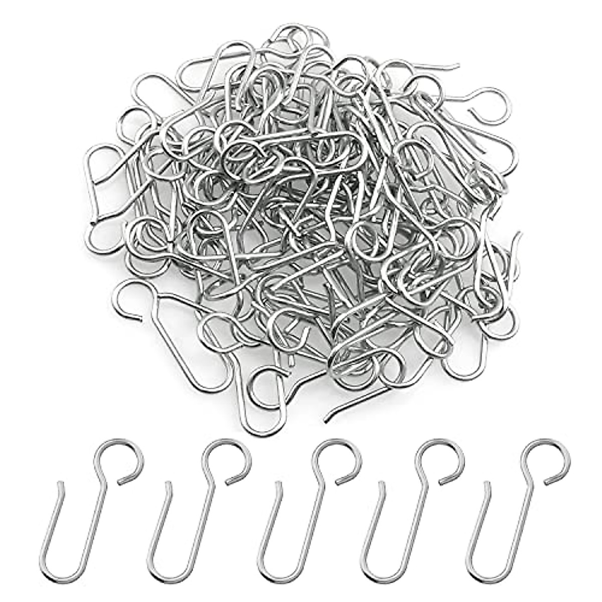 AXLIZER 80PCS S-Shaped Metal Curtain Track Hooks, Curtain Wire Hooks, Pin-On Drapery Hooks, Ceiling Curtain Hooks