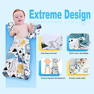 Nearkoi Baby Transition Swaddle Sack,Baby Sleeping Bag with Arms Up,Pure Cotton,Baby Sleep Sack for Appease The Baby,Pink,17-22lbs