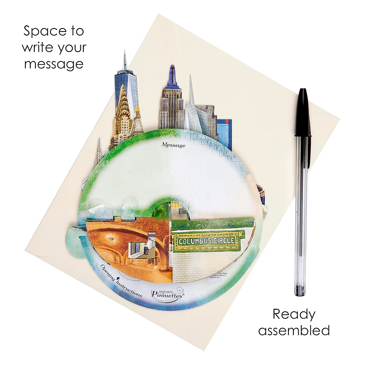 SANTORO Pirouette, 3D Pop Up Greeting Card, Birthday Card - New York City - For Him, For Her, Birthday, Thank You, Travel