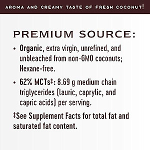 Nature's Way Organic Extra Virgin Coconut Oil, Pure & Unrefined, Cold-Pressed, USDA Organic, Non-GMO