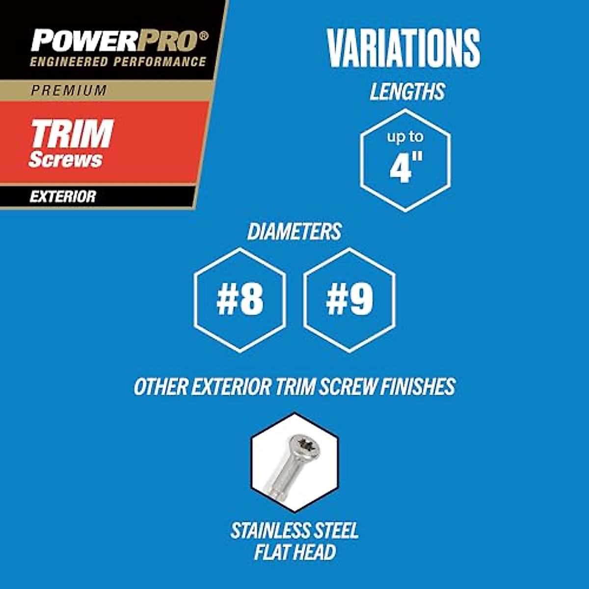 Power Pro Premium Exterior Trim Screws (#8 x 1-5/8") - 1lb Box
