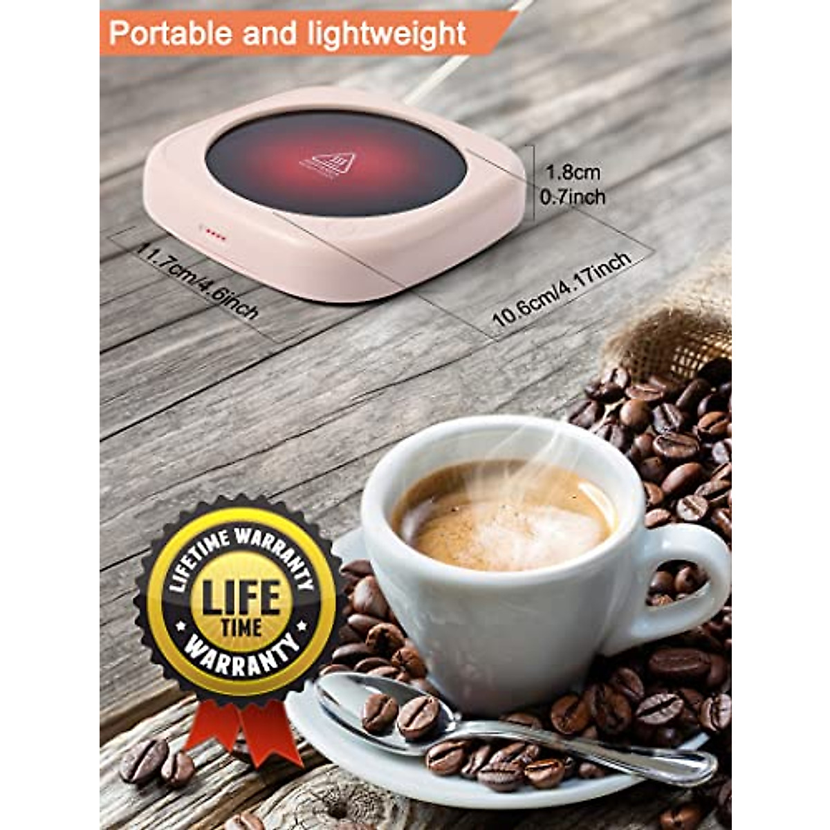 Otspove Coffee Mug Warmer - Mug Warmer for Desk with 2 Temperature Settings, Electric Coffee Cup Warmer, Auto Shut Off Coffee Warmer Pink
