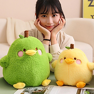 Pear Duck Doll, 2-in-1 Plush Toy Soft Stuffed Animal Sofa Cushion Cute Cartoon Duck Plushies Doll Pillow Companion Soothe Toy for Kids Girls Home Decoration (Green S)